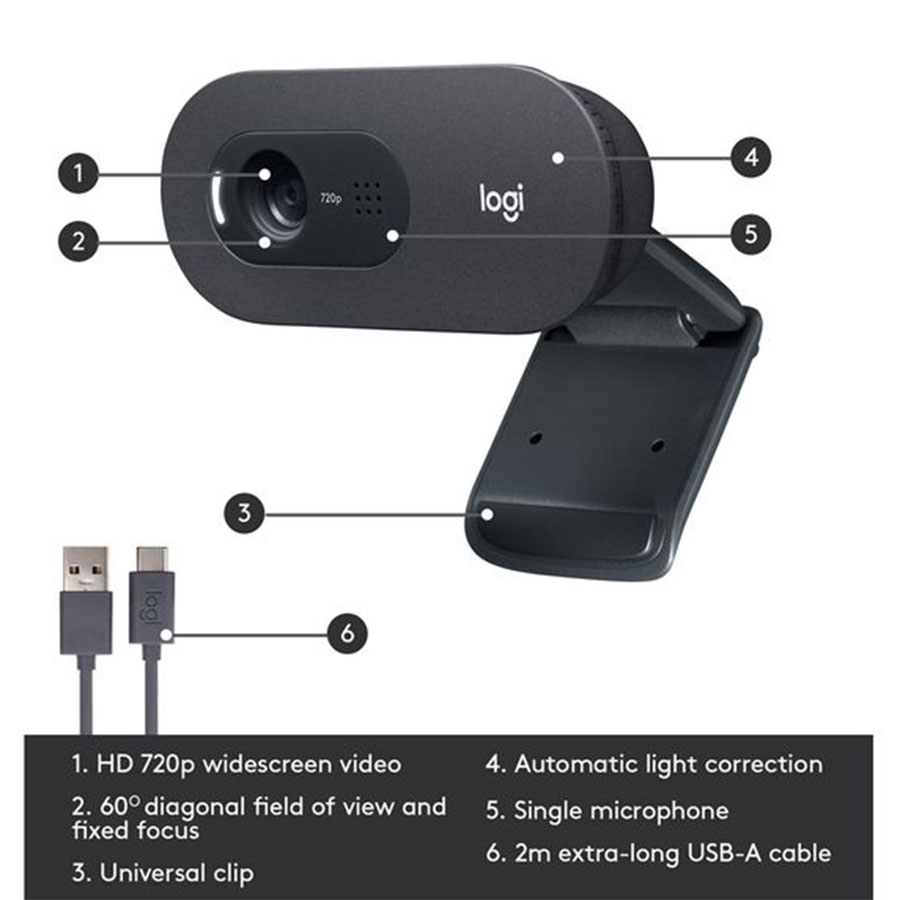 Logitech C505 HD WebCam With Long Range Microphone | Cosmic Computing